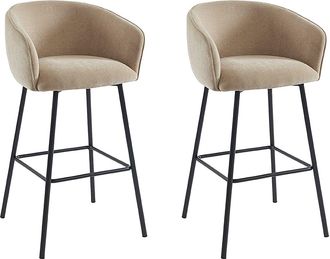 Vente-Unique Barhocker 2er-Set - Stoff & schwarzes Metall - Beige - LAZONI von Pascal MORABITO