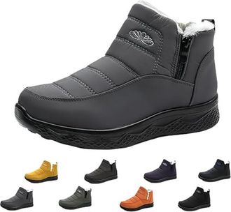 Generic Dritnow Chaussures de neige chaudes pour femme Doublure chaude Confortable Chaussures dhiver imperméables et antidérapantes, gris, 44 EU