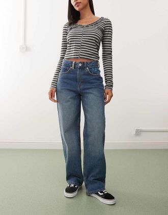 Vans Sirelle - Pantalon brod&eacute; - Indigo vintage-Noir