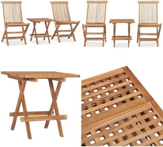 vidaXL Ensemble &agrave; manger dext&eacute;rieur pliable 3 pcs bois de teck massif - Ensemble Salon De Jardin - Mobilier De Jardin - Table Pliante - Chaises Pliantes