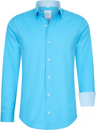 Rusty Neal Herren-Hemd Pastellfarben Premium Slim Fit Langarm Cotton-Stretch Kontrast Hemd Business-Hemden Freizeithemd 66, Gr&ouml;&szlig;e:3XL, Farbe:Azur
