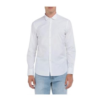 Replay Chemise Popeline Coupe Ajust&eacute;e - Homme - Chemises - Blanc - Taille: 2XL