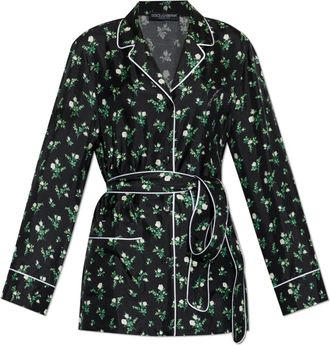 Dolce & Gabbana Femme, Blouses et Chemises, Noir, Taille: 42 FR Chemise en soie avec ceinture
