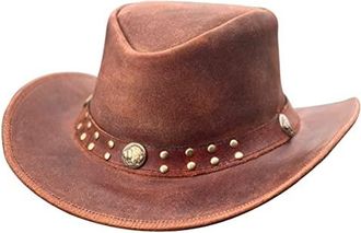 Brandslock Cowboy Chapeau pour Hommes & Femmes-Prime Cuir Australien-L&eacute;ger Mainfait Occidental Chapeau-Modifiable Large Bord Cowgirl F&ecirc;te Costume Tenue pour Voya