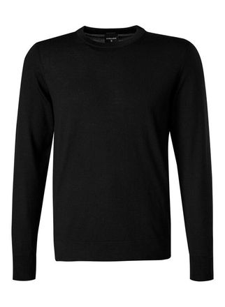 Strellson Herren Pullover schwarz Merinowolle unifarben