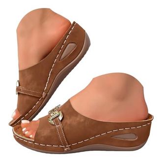Generic Sandales d&eacute;t&eacute; habill&eacute;es pour femme avec soutien de la vo&ucirc;te plantaire - Semelle orthop&eacute;dique antid&eacute;rapante - Chaussures de marche orthop&eacute;diques &agrave; enfi