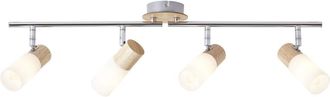 Brilliant Lampe Babsan Spotrohr 4flg holz hell/weiß | 4x C35, E14, 3.5W, geeignet für Kerzenlampen (nicht enthalten) | Köpfe schwenkbar/Arme drehbar