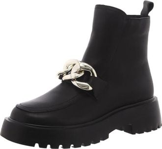 Steve Madden Cleo Bottines bout rond en daim avec grosse cha ne crampons Taupe, cuir noir, 38 EU