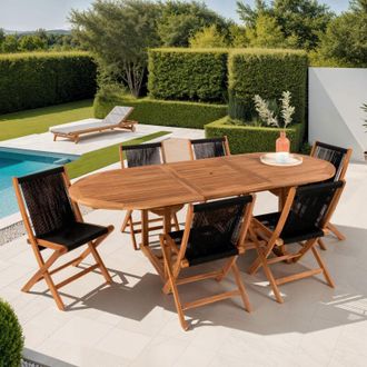 M&S Collection M&s - Ensemble table de jardin en teck + 6 chaises en corde - gardena