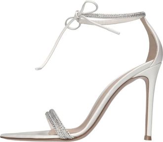 Gianvito Rossi Satin- und Strass-Sandalen - - Shoes - Damen - Wei&szlig; - 39 EU