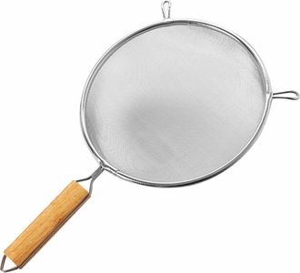 Cabilock Edelstahlsieb Mit Holzgriff Edelstahlfilter Runder Form Robustes K&ouml;pernetz Aufh&auml;ngeloch F&uuml;r Einfache Lagerung