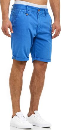 Indicode Herren Cuba Chino Shorts mit 5 Taschen aus Baumwollgemisch | Bermuda Sommershorts für Männer Blau Palace Blue, XL