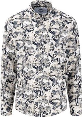 Fynch-Hatton Chemise en lin avec motif botanique, sable, M