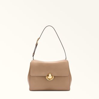 Furla Domus Schultertasche S Toffee Braun Varenne-kalbsleder + Wildleder Damen