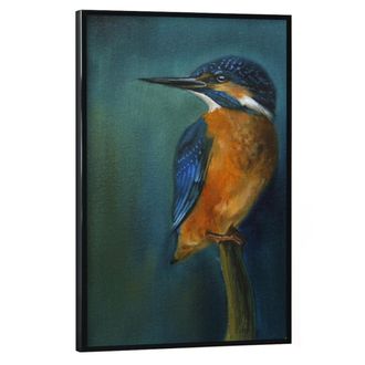 artboxONE Poster mit schwarzem Rahmen 90x60 cm Tiere Sitzender Eisvogel - Bild eisvogel eisv&ouml;gel sitzender Vogel