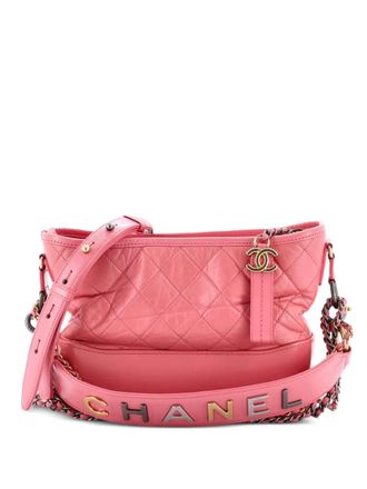 Chanel sac &agrave; main Gabrielle en cuir de veau vieilli matellass&eacute; &agrave; logo format moyen - Rose