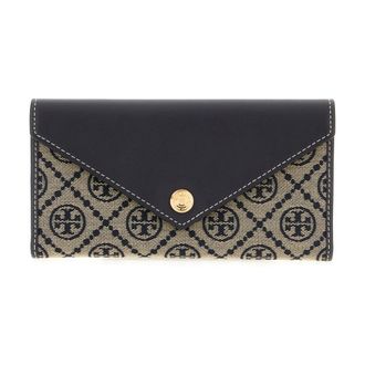 Tory Burch Femme, Accessoires, Bleu, Taille: ONE Size Portefeuille enveloppe T Monogram