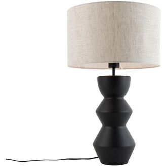 QAZQA Alisia - Lampe de table avec Abat-Jour - 1 lumi&egrave;re - &oslash; 35 cm - Gris - Design - &eacute;clairage int&eacute;rieur - Salon i Chambre i Cuisine i Salle &agrave; manger
