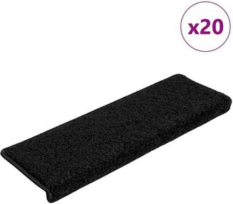 vidaXL Tapis descalier 20 pi&egrave;ces 65 x 21 x 4 cm Noir Bord rectangulaire vidaXL