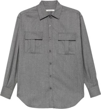 Tagliatore Chemise en Laine Vierge - Femme - Blouses et Chemises - Gris - Taille: 46 FR