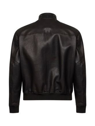 Tagliatore Mens Bomber Jacket Nappa Leather Dark Brown Lambskin