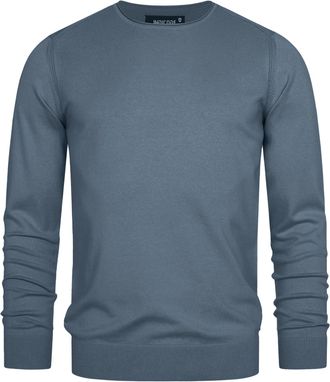Indicode Herren Gamal Strickpullover aus 80% Baumwolle | Pullover O-Neck Pulli Männer China Blue Mix, XXL