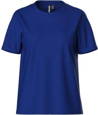 Pieces Pcria Ss Fold Up Solid Tee Noos Bc Femme T-shirt, Bleu Mazarine., XL