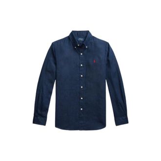 Polo Ralph Lauren Homme, Chemises, Bleu, Taille: L Chemise en lin coupe sur mesure