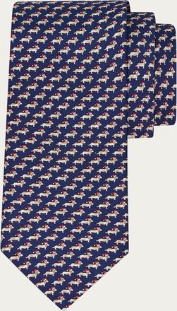 Ferragamo Herren Seidenkrawatte mit Dackel-Print Blau