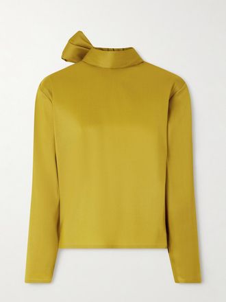 Saint Laurent Oberteil Aus Organza Aus Einer Seidenmischung Mit Schaldetail - Gr&uuml;n