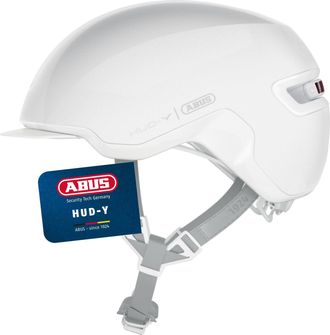 ABUS Urban Helm HUD-Y - mit magnetischem, aufladbarem LED-Rücklicht & Magnetverschluss - Cooler Fahrradhelm für den Alltag - für Damen und Herren