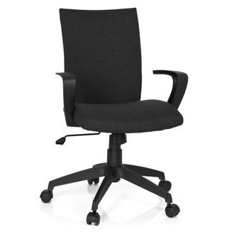 hjh OFFICE 723042 B&uuml;rostuhl ergonomisch Soft moderner Homeoffice Drehstuhl mit Rollen & Wippfunktion, Stoff Schwarz