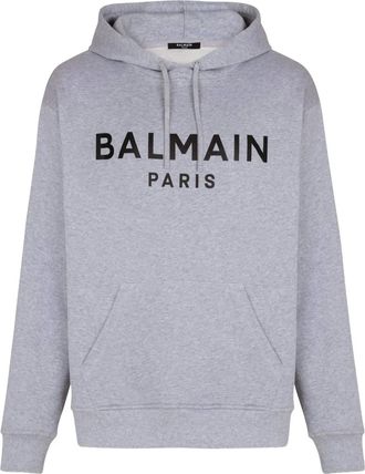 Balmain hoodie en coton à imprimé - Gris