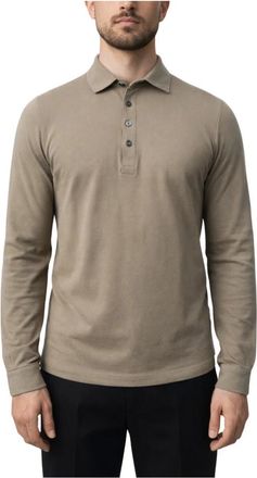 Gran Sasso Homme, Tops, Vert, Taille: M Polo &agrave; Manches Longues en Coton Cr&ecirc;pe