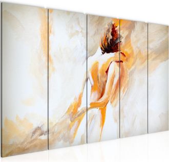 Runa Art Wandbilder XXL Abstrakt Wohnzimmer Schlafzimmer B&uuml;ro 200 x 80 cm Liebespaar Umarmung 5 Teilig - Made in Germany - 051055a