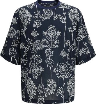 Giorgio Armani Baumwoll-T-Shirt mit Allover-Muster - - Tops - Herren - Blau - S