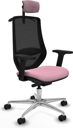 Piqueras y Crespo Ergonomischer B&uuml;rostuhl mit 2D-Armen, h&ouml;henverstellbare Lendenwirbelst&uuml;tze und h&ouml;henverstellbares Kopfteil, Schwarz/Rosa