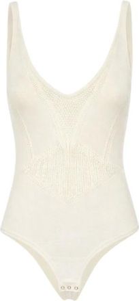 Elisabetta Franchi Femme, Tops, Beige, Taille: 36 FR Body en maille ajour&eacute;e