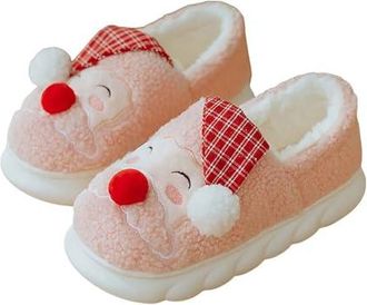 Generic Clearance UK Pantoufles de No&euml;l pelucheuses pour femme - Chaudes et confortables - En peluche - &Agrave; enfiler - Pour lint&eacute;rieur et lext&eacute;rieur - Cadeaux de