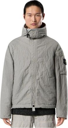 Stone Island Homme, Vestes, Gris, Taille: M Wrinkled Corduroy Hooded Jacket