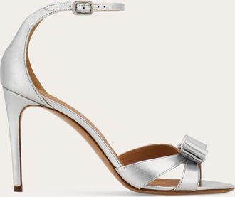 Ferragamo Damen Sandale mit Vara-Schleife Silber Gr&ouml;&szlig;e 35.5