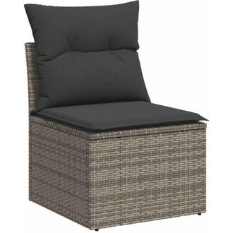 vidaXL Gartensessel ohne Armlehnen mit Kissen Grau Poly Rattan Vidaxl