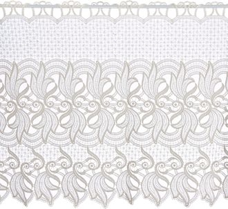 Plauener Spitze by Modespitze, Store Bistro Gardine Scheibengardine mit Stangendurchzug, hochwertige Stickerei, H&ouml;he 60 cm, Breite 144 cm, Creme