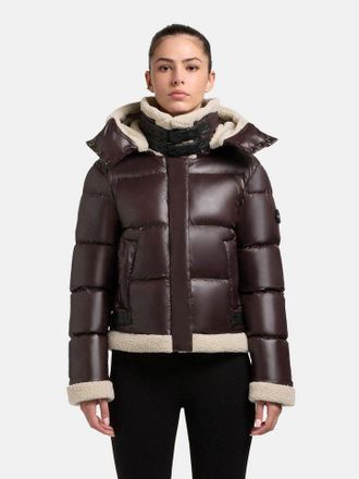 Khujo Winterjacke Nessie2 Gef&uuml;tterte Steppjacke mit Pl&uuml;schdetails und Kapuze