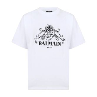 Balmain Bedrucktes Ranken-T-Shirt - - Tops - Herren - Wei&szlig; - L