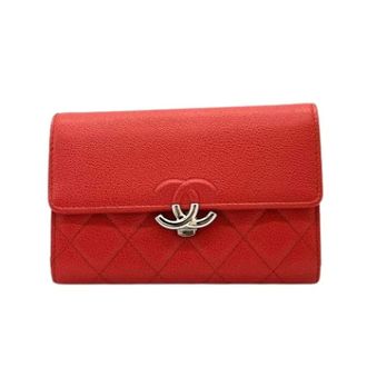 Chanel Portefeuille Matelass&eacute; doccasion (tri-pli) - Femme - Pre-owned - Rouge - Taille: ONE Size