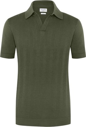 Tom Rusborg Poloshirt aus Baumwolle mit Variokragen und Streifenstrutkur in