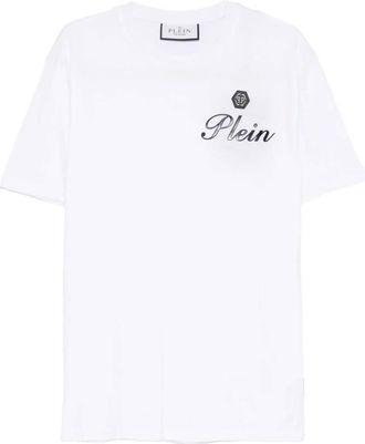 Philipp Plein Homme, Tops, Blanc, Taille: 2XL T-shirt &agrave; col rond