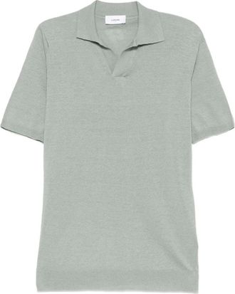Lardini Homme, Pulls, Vert, Taille: M Polo en maille c&ocirc;tel&eacute;e lin et coton m&eacute;lang&eacute;s
