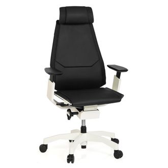 hjh OFFICE 652863 Profi B&uuml;rostuhl GENIDIA PRO Leder Schwarz/Wei&szlig; Hochwertiger B&uuml;rosessel, individuell einstellbar, ergonomisch